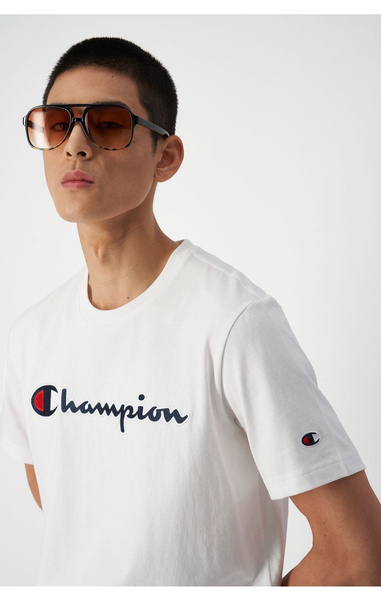 Koszulka Champion SCRIPT LOGO EMBROIDERY (218007-WW01) WHITE | Odzież ...